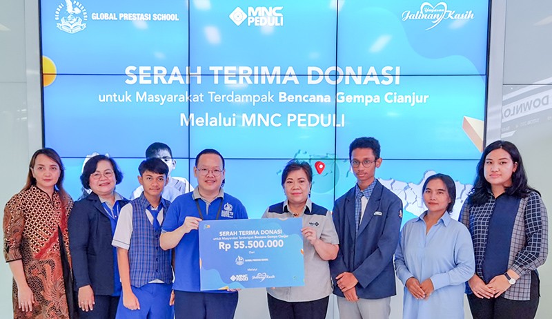 Global Prestasi School Percayakan Donasi Gempa Cianjur melalui MNC Peduli