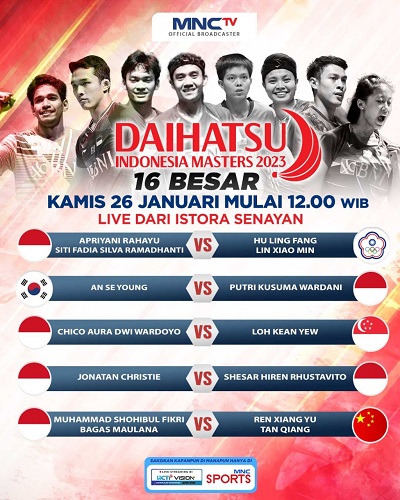 Jangan Lewatkan! 5 Laga Babak 16 Besar Indonesia Masters 2023 Hari Ini, LIVE di MNCTV
