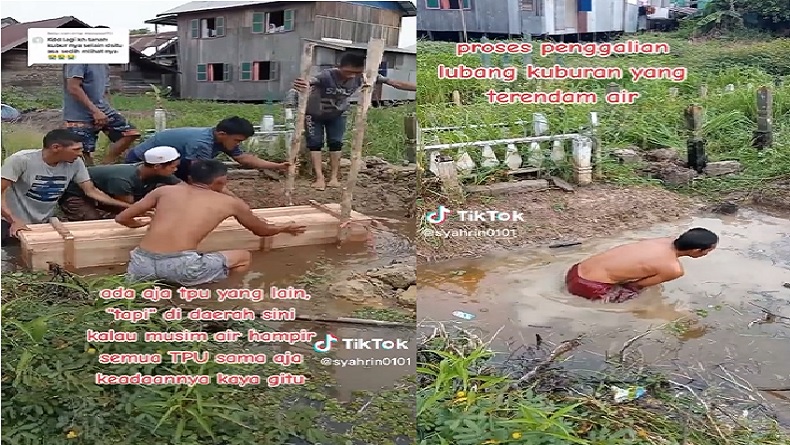 Viral Jenazah Dikubur Dalam Lubang Penuh Air di Kalsel, Ini Faktanya