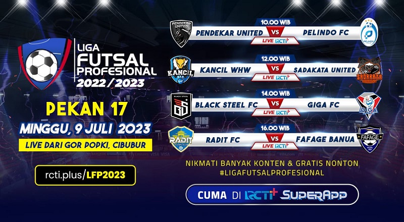 Link Live Streaming Liga Futsal Profesional 2023 Ada Pendekar United