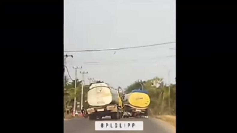 Viral 2 Pengemudi Truk Tangki Ugal-ugalan di Jalanan Palembang, Pemotor Sampai Menepi