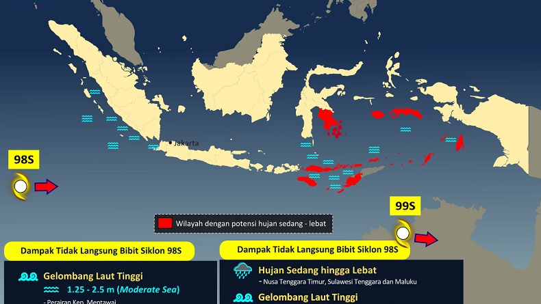 2 Bibit Siklon Tropis Kepung Indonesia, Waspada Dampak Cuacanya