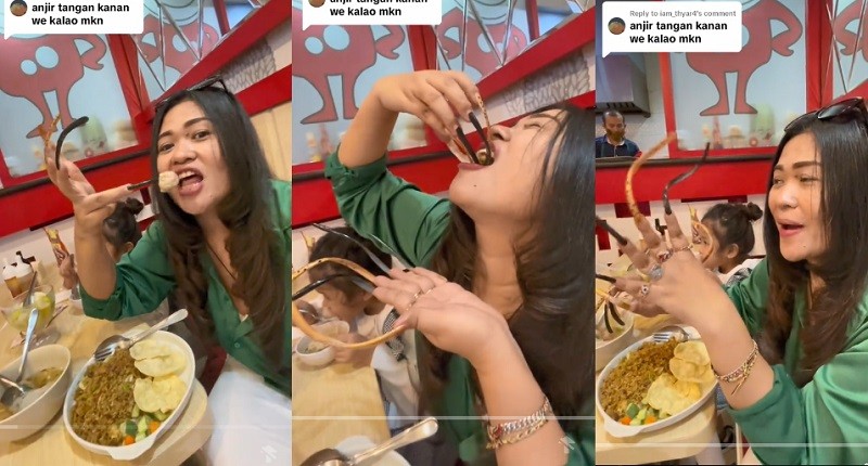 Viral Seorang Wanita Makan Nasi Goreng dengan Kuku Panjang, Netizen ...