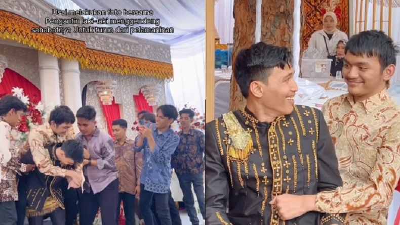 Viral Pengantin Pria Gendong Sahabat Tak Bisa Jalan untuk Foto Bersama ... Viral Pengantin Pria Gendong Sahabat Tak Bisa Jalan untuk Foto Bersama ...