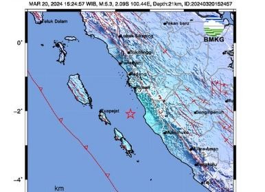 Gempa Terkini Magnitudo 5,3 Guncang Pesisir Selatan, Dirasakan hingga Padang