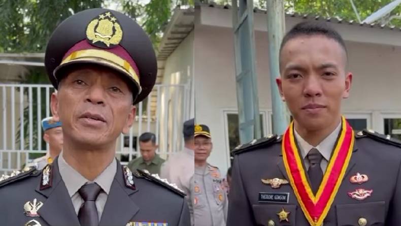 Momen Theodore Gomgom Peraih Adhi Makayasa Bertemu Ayahnya Sesama Perwira Polri usai Dilantik